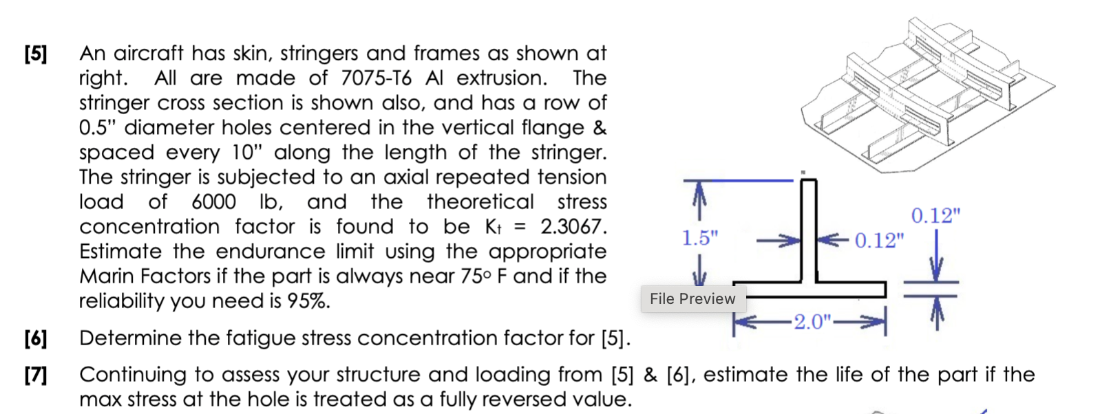 Solved [5] ﻿An aircraft has skin, stringers and frames as | Chegg.com