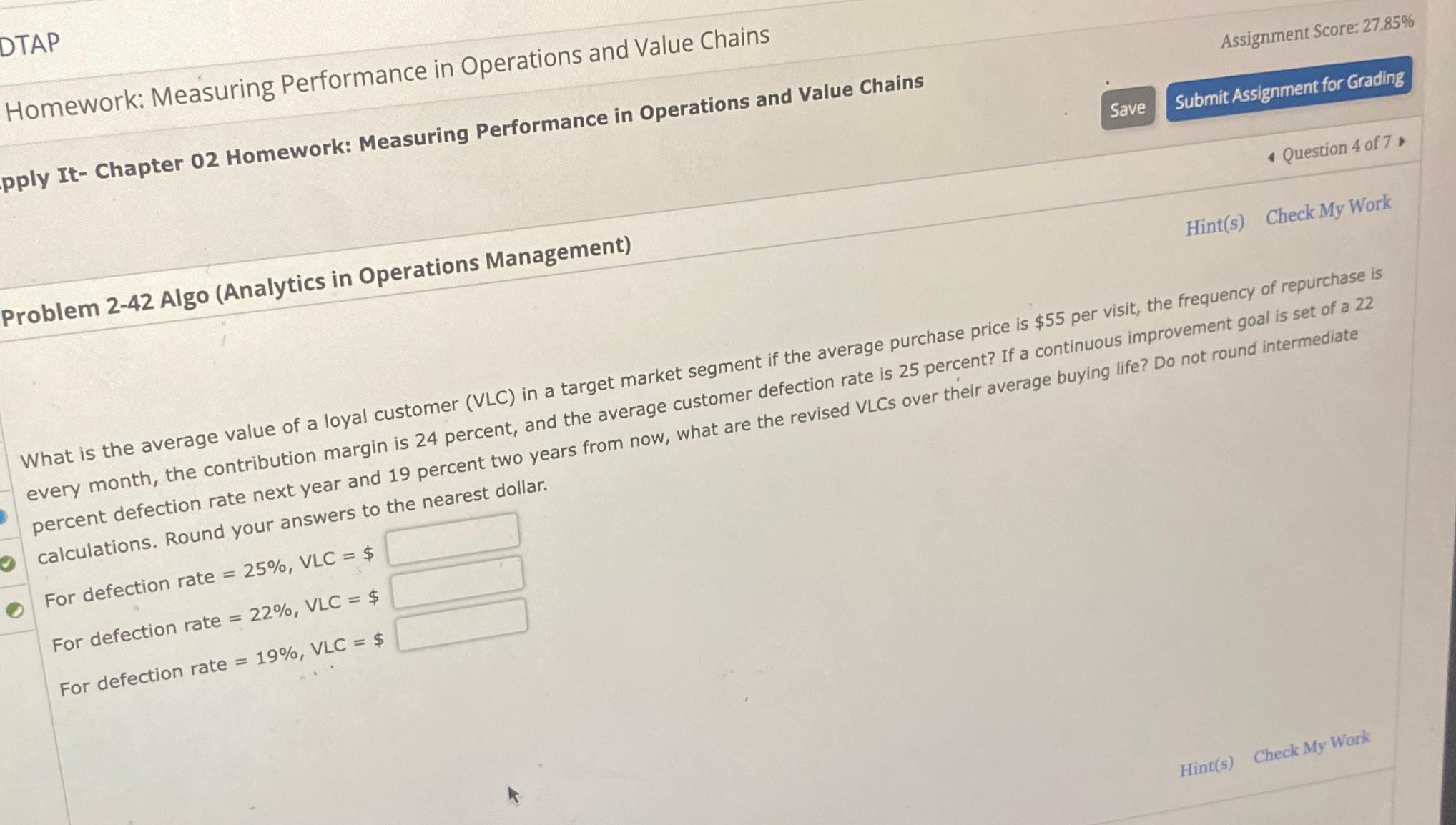 Solved DTAPHomework: Measuring Performance in Operations and | Chegg.com