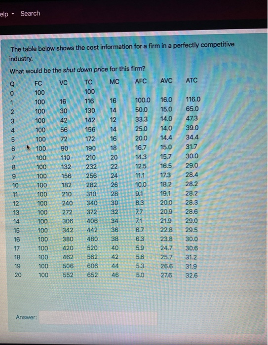 Solved Help Search 1 3 4 5 20.0 6 The table below shows the | Chegg.com