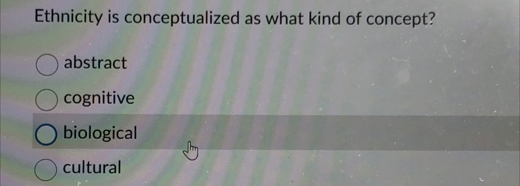 Solved Ethnicity is conceptualized as what kind of | Chegg.com