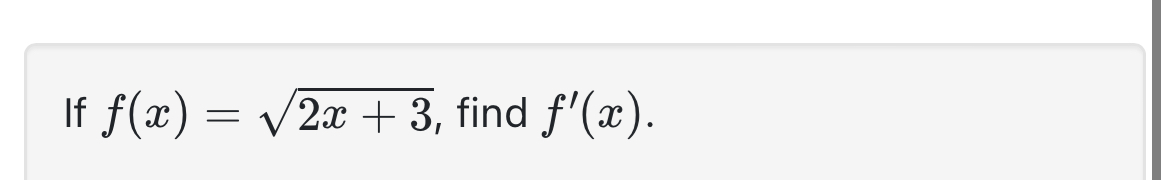 Solved If f(x)=2x+32, ﻿find f'(x). | Chegg.com