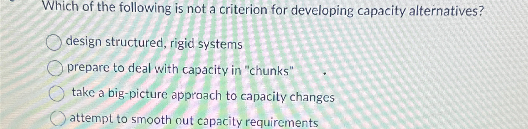 Solved Which of the following is not a criterion for | Chegg.com