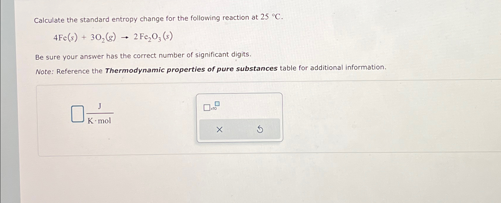 Solved Calculate the standard entropy change for the | Chegg.com