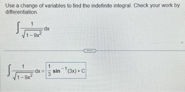 Solved Use a change of variables to find the indefinite | Chegg.com