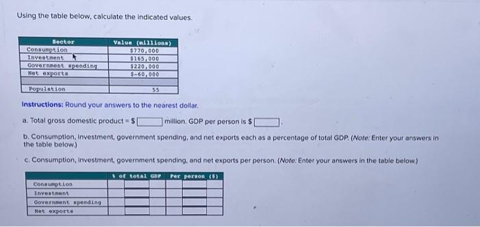 Solved Using the table below, calculate the indicated | Chegg.com