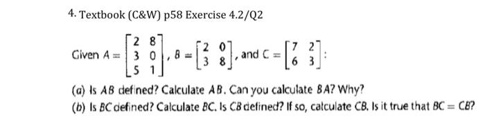 Solved 4. Textbook (C\&W) p58 Exercise 4.2/Q2 Given | Chegg.com
