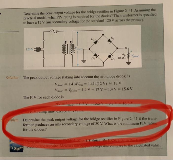 Solved Determine the peak output voltage for the bridge | Chegg.com
