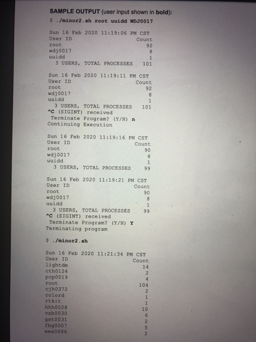 SCRIPT DESCRIPTION: Write a complete bash script that | Chegg.com