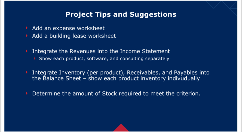 Semester Project: Part 1The financial model begins in | Chegg.com