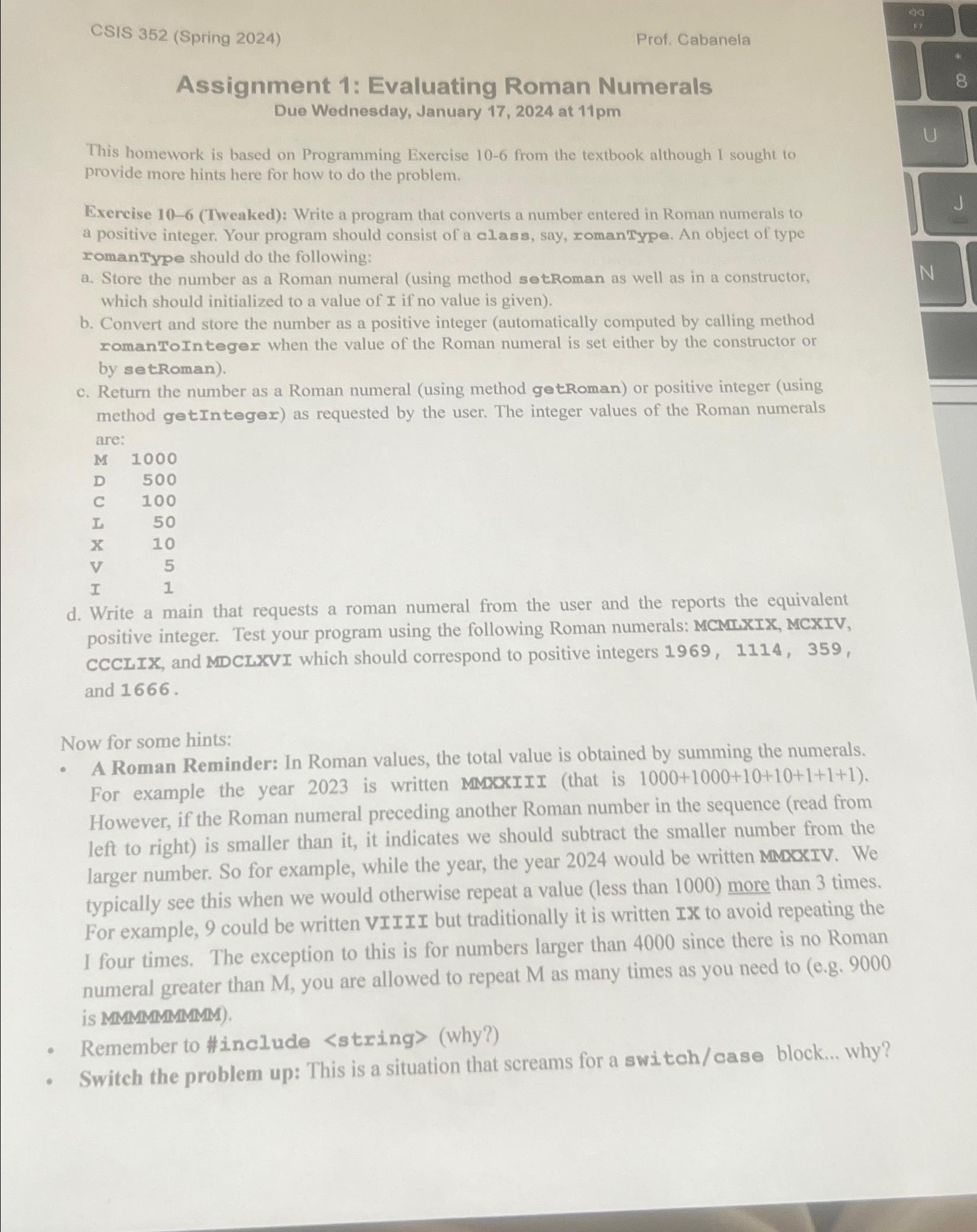 Solved CSIS 352 (Spring 2024)Prof. CabanelaAssignment 1: | Chegg.com