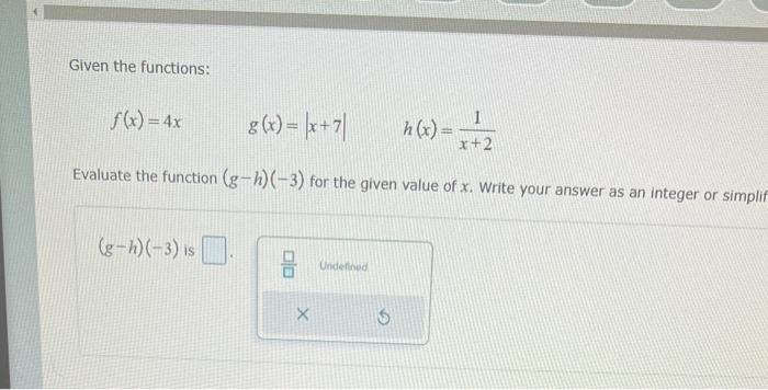 Solved Given the functions: f(x)=4xg(x)=∣x+7∣h(x)=x+21 | Chegg.com