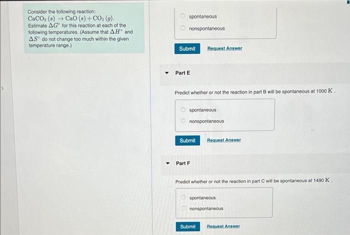 Solved Review Consider the following reaction: CaCO3 (8) - | Chegg.com