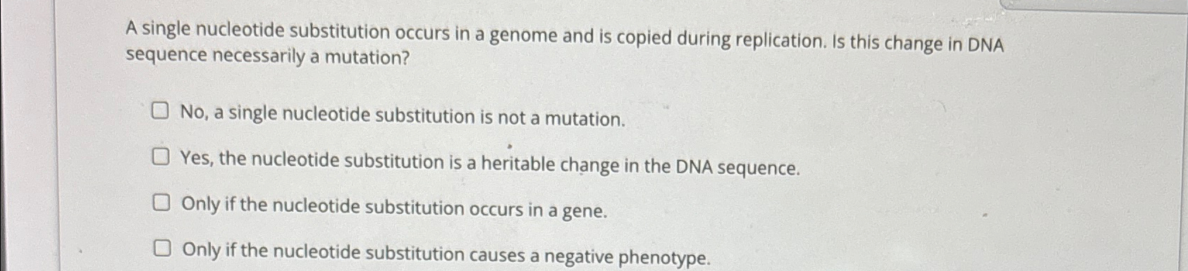 Solved A single nucleotide substitution occurs in a genome | Chegg.com