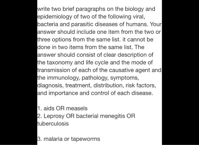 Solved write two brief paragraphs on the biology and | Chegg.com