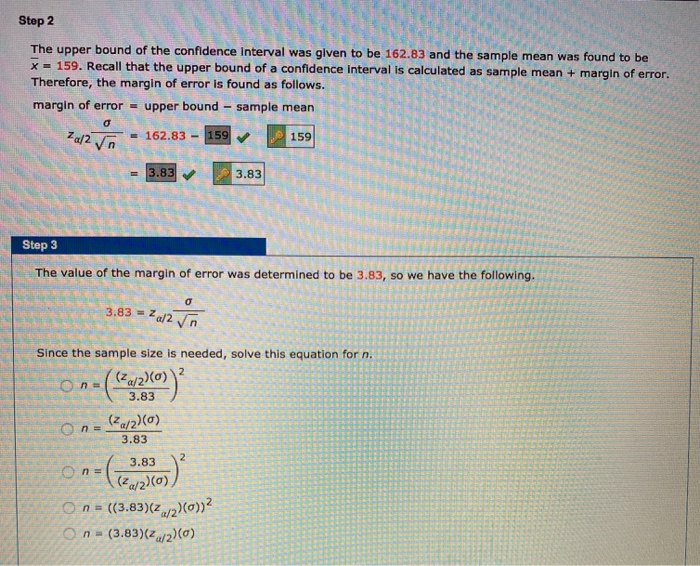 Solved Step 2 The upper bound of the confidence interval was | Chegg.com