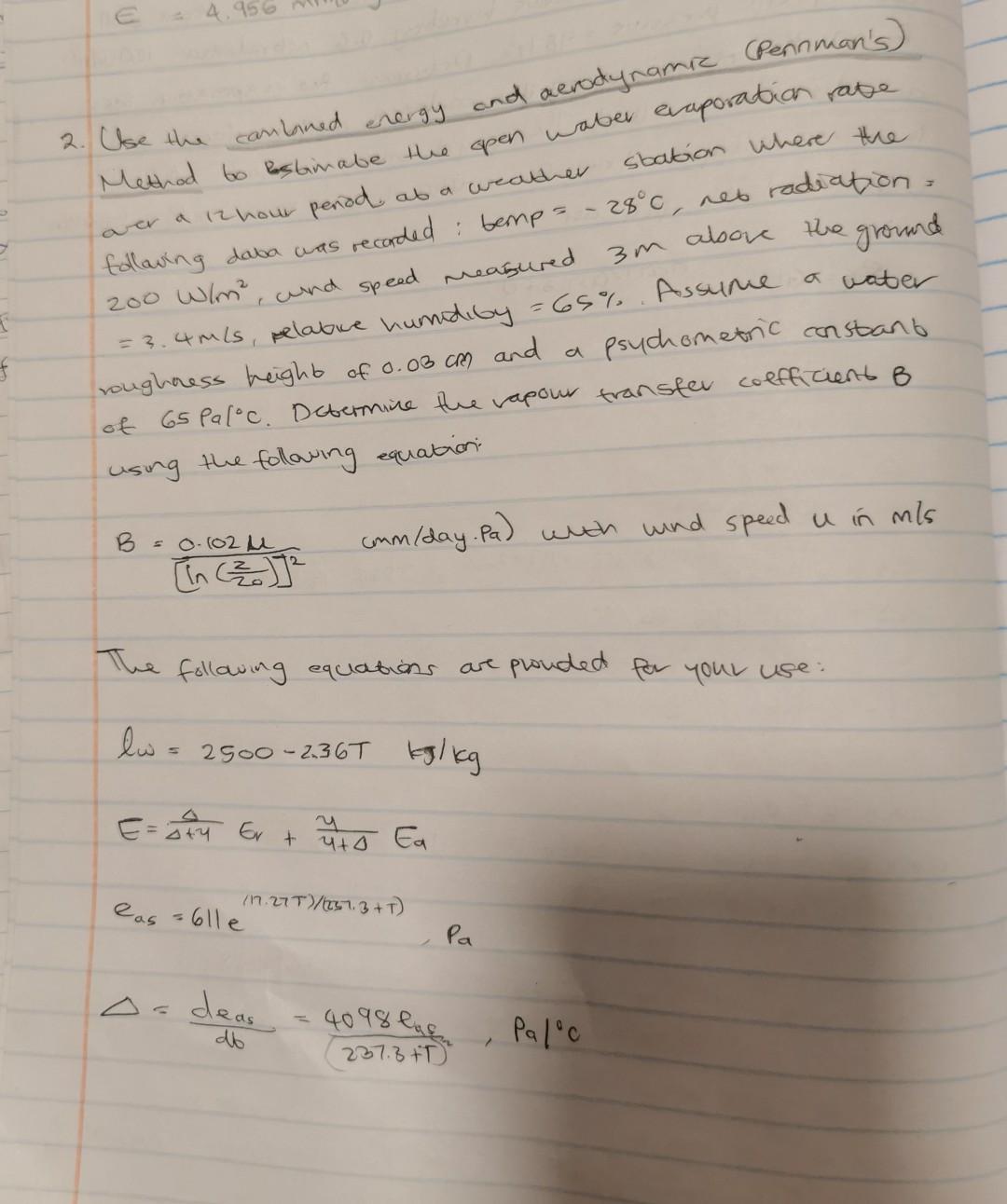 Solved 2. Use the canlaned energy and aerodynamic | Chegg.com