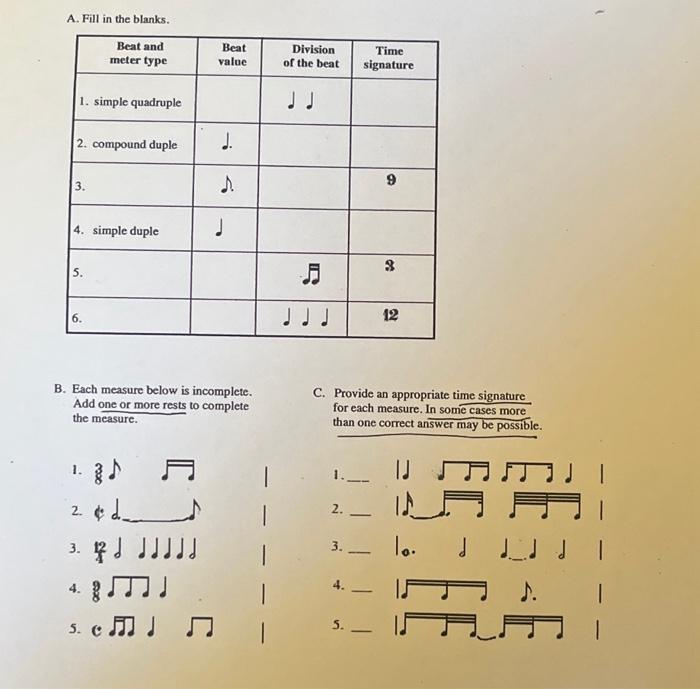 A. Fill in the blanks. B. Each measure below is | Chegg.com