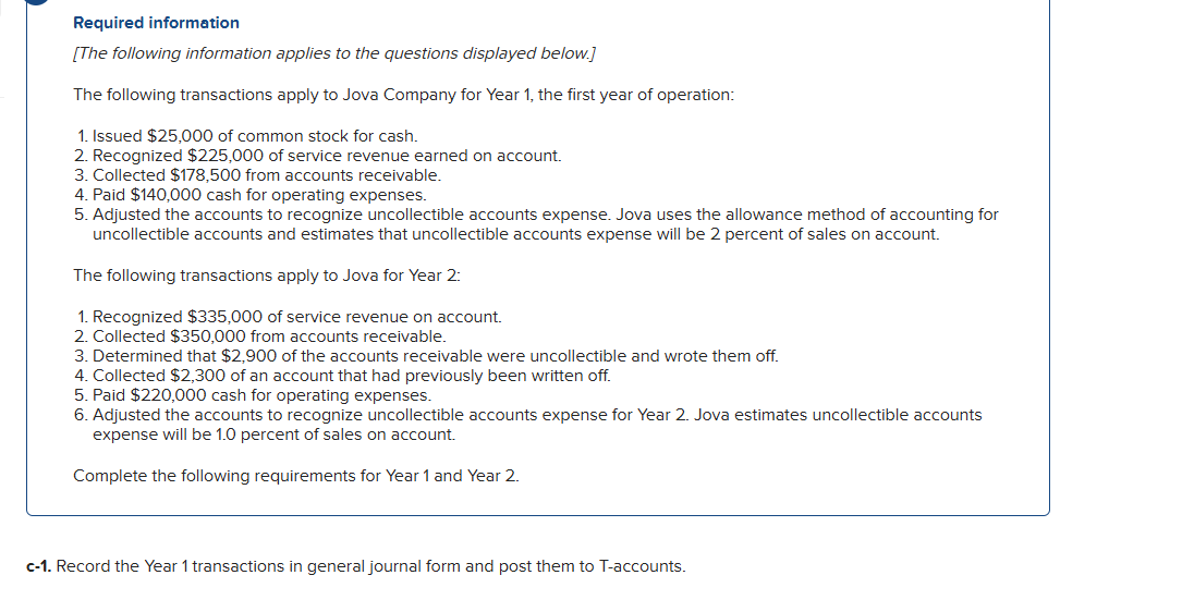 Solved by an EXPERT c-1. ﻿Record the Year 1 ﻿transactions in general ...