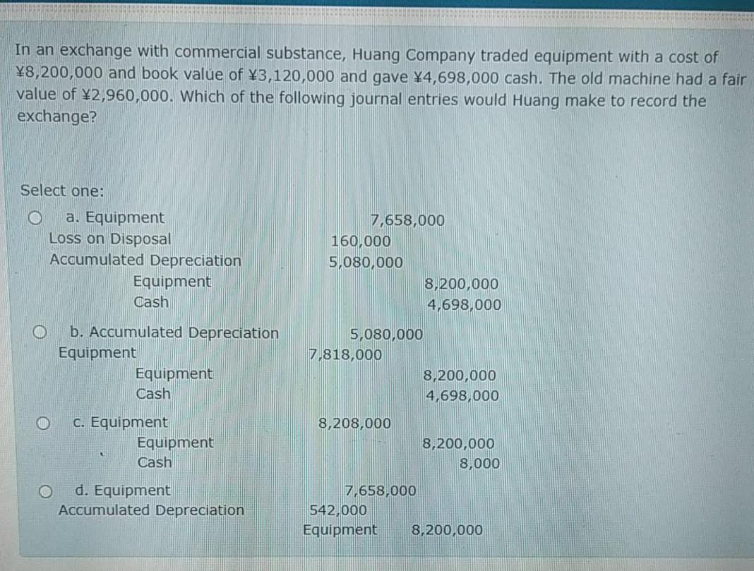 Solved In an exchange with commercial substance, Huang | Chegg.com