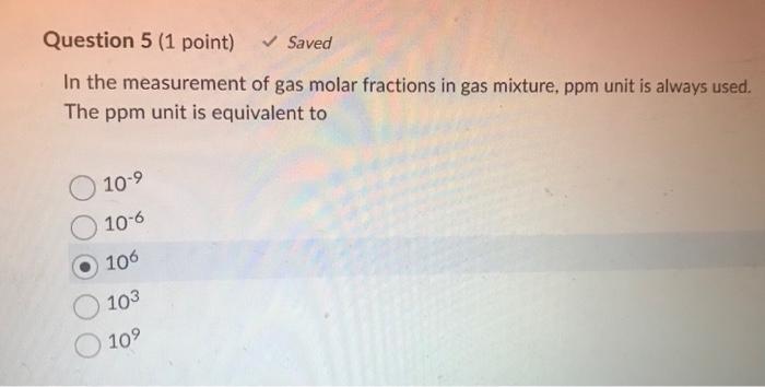 Solved In the measurement of gas molar fractions in gas | Chegg.com