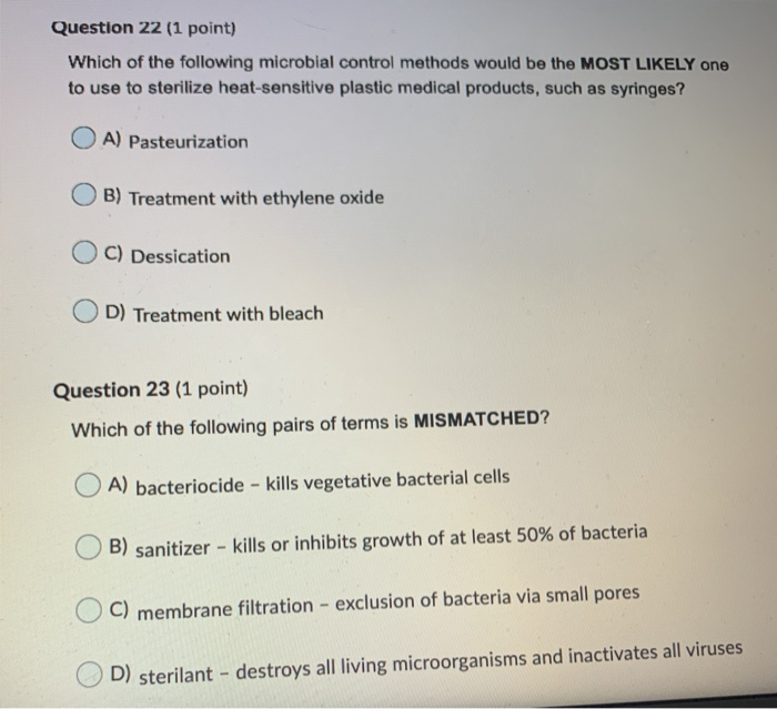 Solved Question 22 (1 point) Which of the following | Chegg.com
