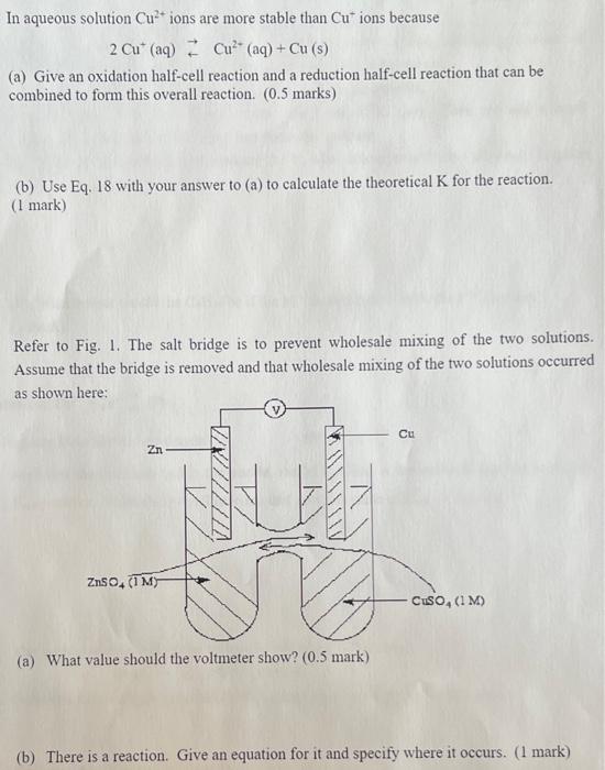 In aqueous solution Cu2+ ions are more stable than | Chegg.com