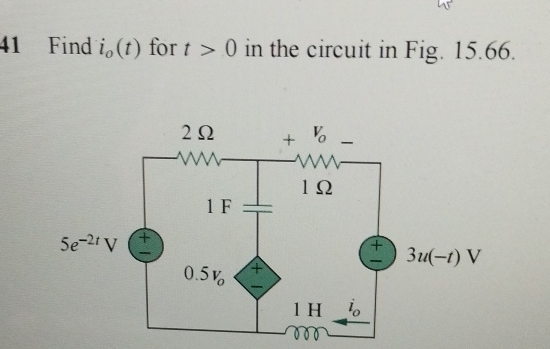 Solved 41 ﻿Find io(t) ﻿for t>0 ﻿in the circuit in Fig. | Chegg.com