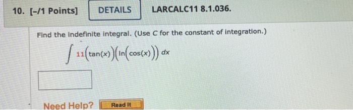Solved Find the indefinite integral. (Use C for the constant | Chegg.com