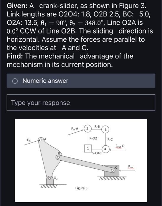 Given: A crank-slider, as shown in Figure 3. Link | Chegg.com