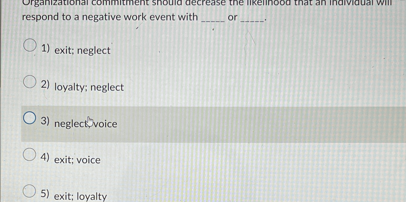 Solved respond to a negative work event with orexit; | Chegg.com