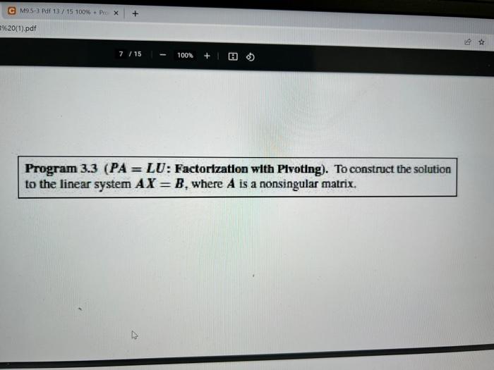 Solved Program 3.2 (Upper Triangularization Followed by Back | Chegg.com