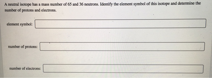 Solved A neutral isotope has a mass number of 65 and 36 | Chegg.com
