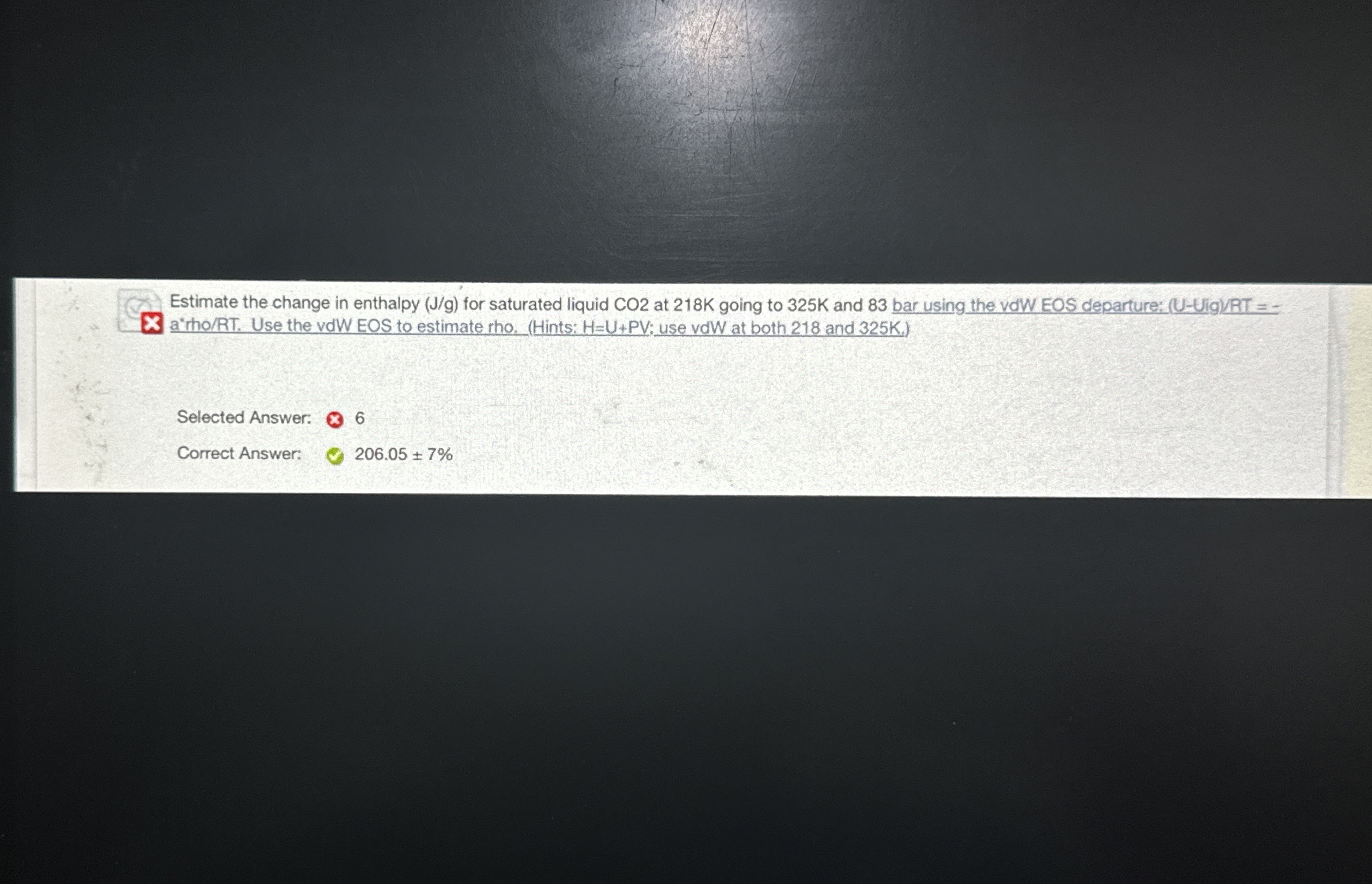 Solved a itho/RT. ﻿Use the vdW EOS to estimate rho. (Hints: | Chegg.com