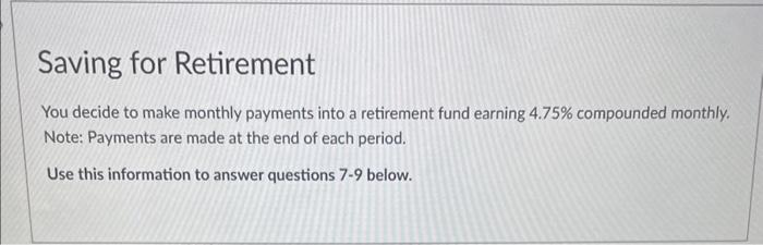 Solved Use the Saving for Retirement information above to | Chegg.com