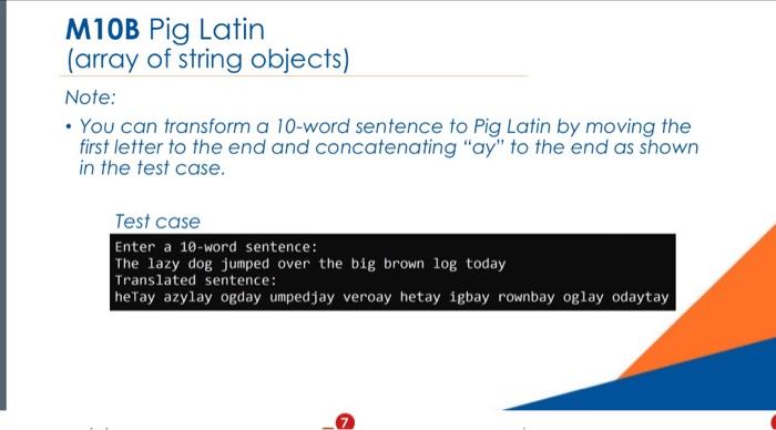Solved M10B Pig Latin (array of string objects) Write a C++ | Chegg.com