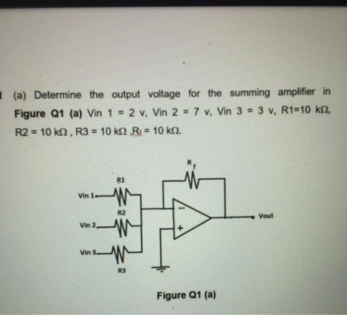 Solved (a) Determine the output voltage for the summing | Chegg.com