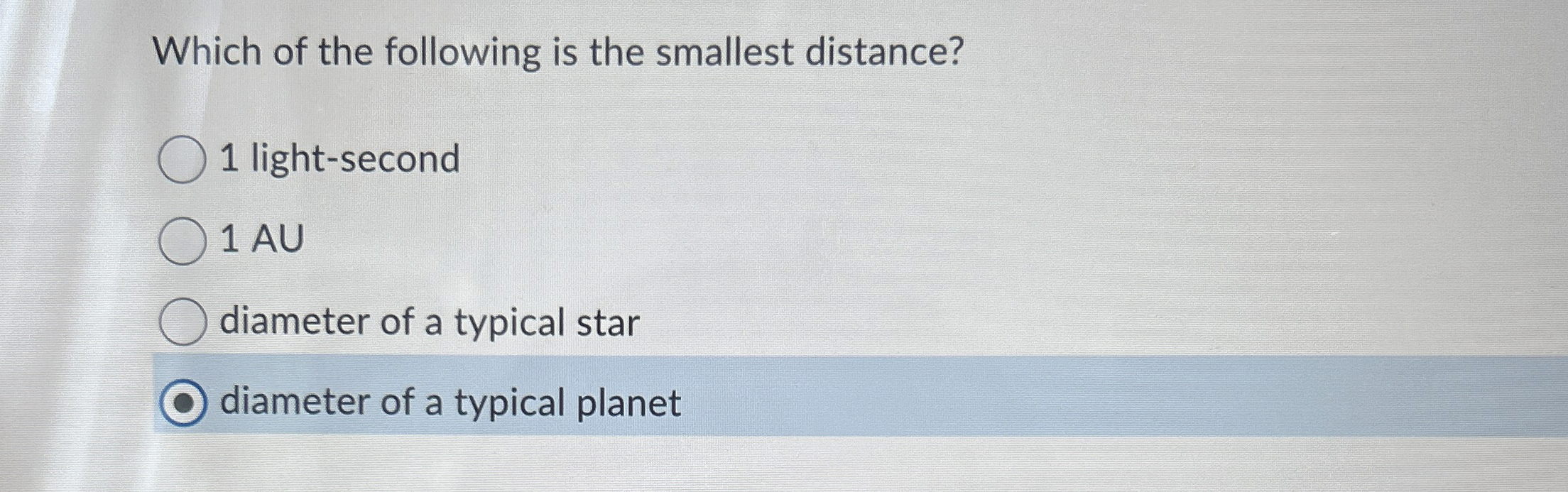 Solved Which of the following is the smallest distance?1 | Chegg.com