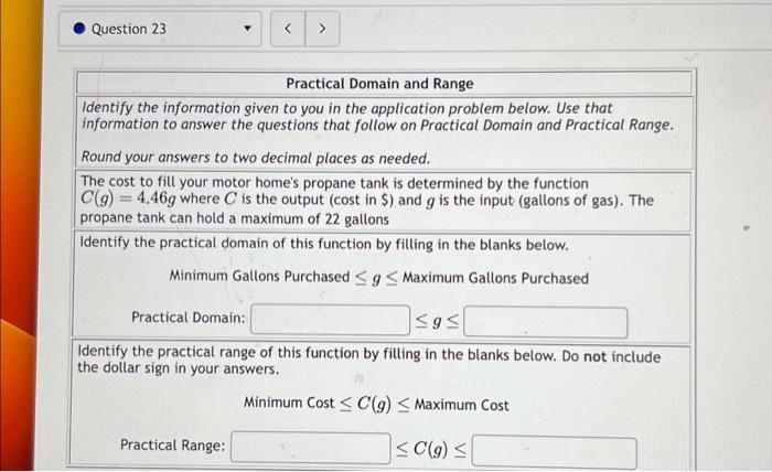 Solved Practical Domain and Range Identify the information | Chegg.com