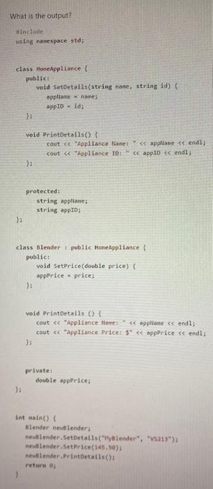 Solved What is the output? Hinctude usiog namespace std; | Chegg.com