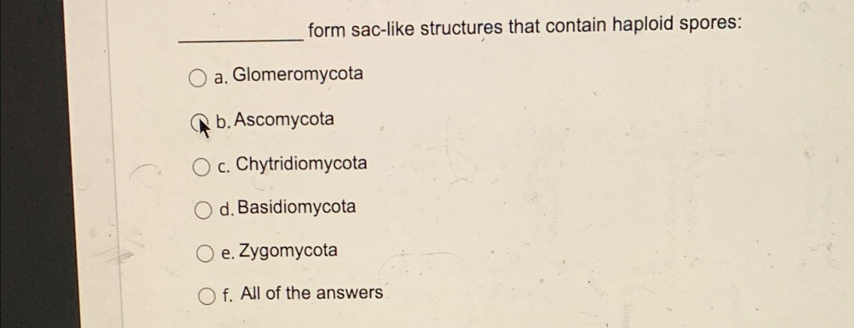 Solved form sac-like structures that contain haploid | Chegg.com