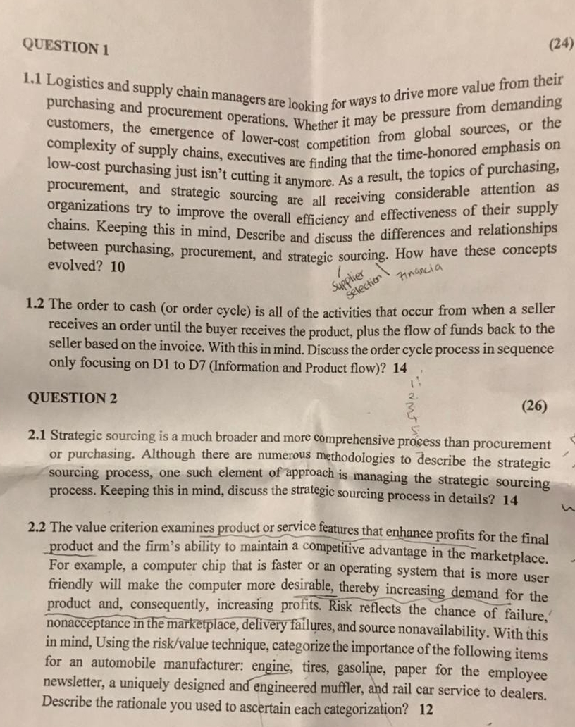 Solved QUESTION 11.1 ﻿Logistics and supply chain managers | Chegg.com