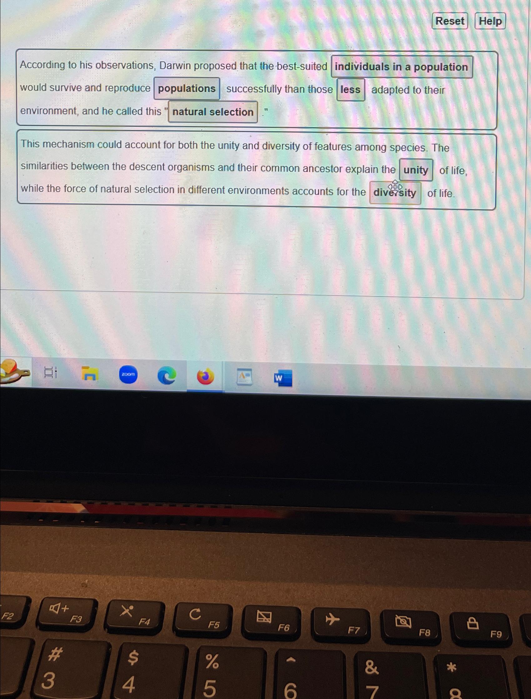Solved ResetHelpAccording to his observations, Darwin | Chegg.com