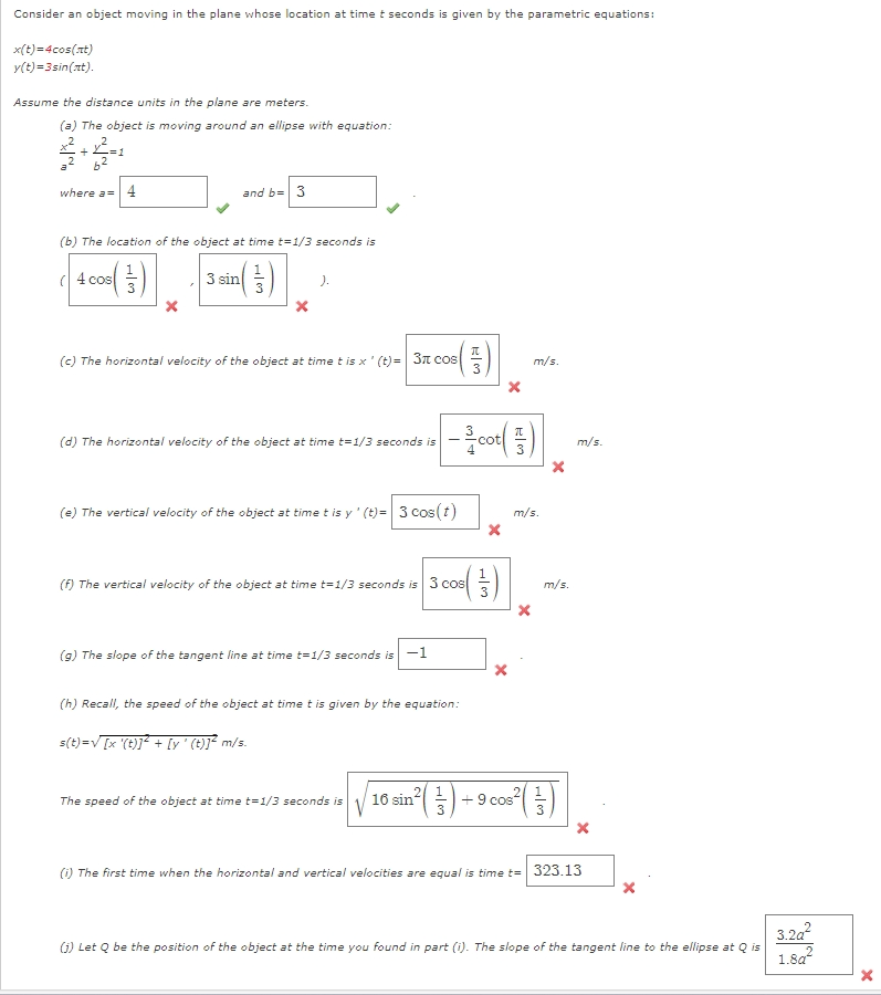 Solved Consider an object moving in the plane whose location | Chegg.com