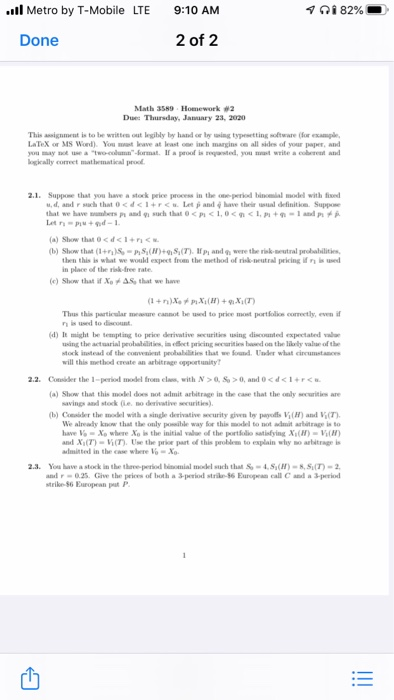 Solved || Metro by T-Mobile LTE 1 1 82% 9:10 AM 2 of 2 Done | Chegg.com