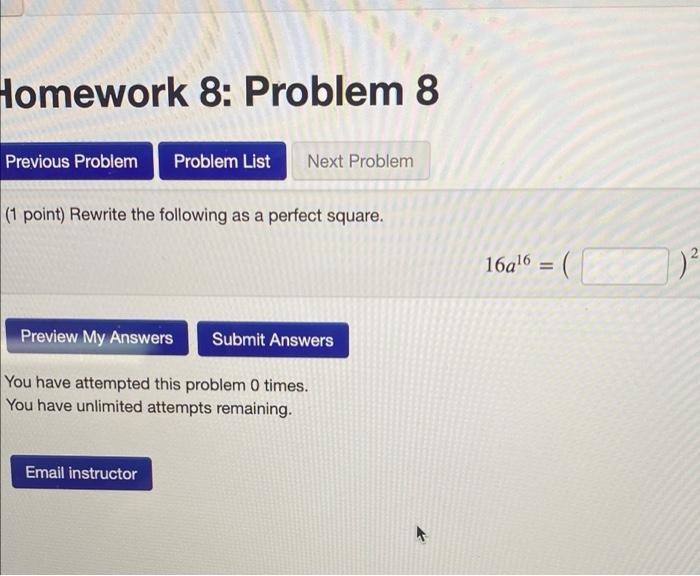 Solved Homework 8 Problem 8 Previous Problem Problem List 9031