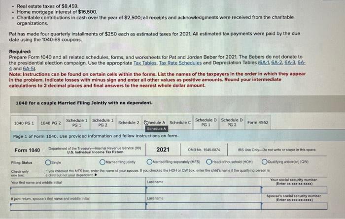 Solved Pat and Jordan Beber are married and file a joint | Chegg.com