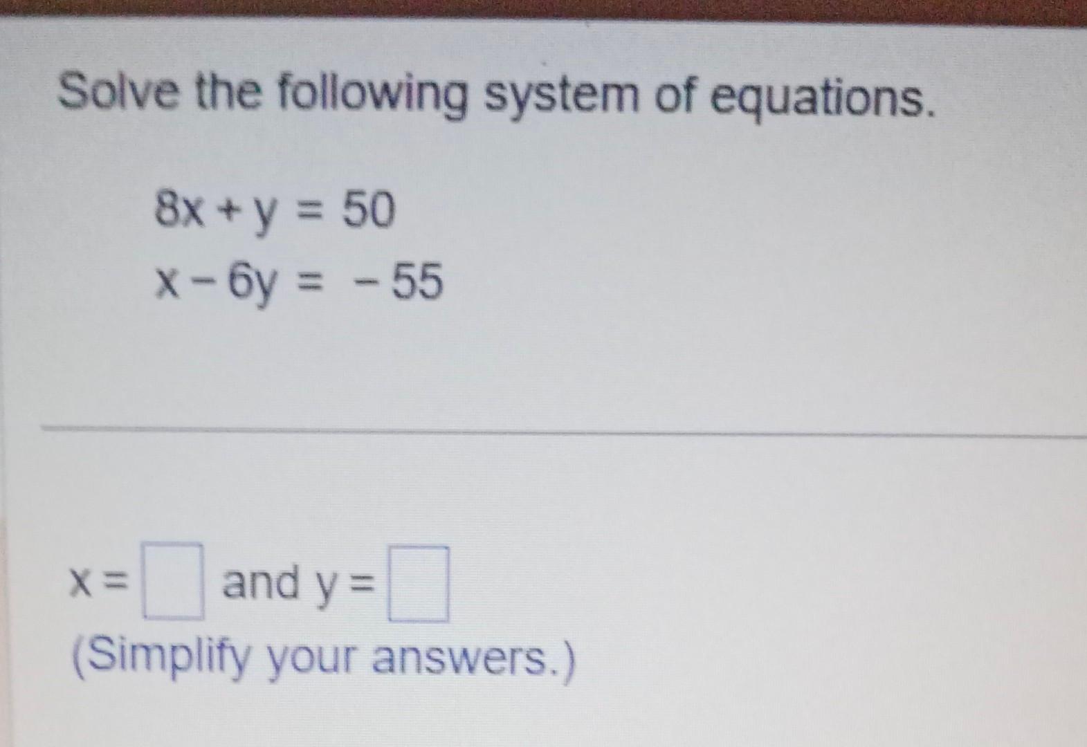 Solved Solve the following system of equations. | Chegg.com