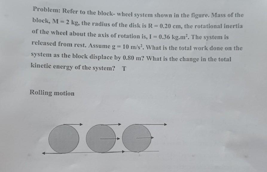 Solved Problem: Refer to the block-wheel system shown in the | Chegg.com