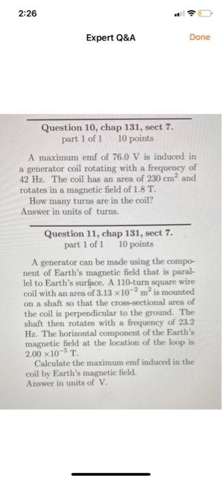Solved A maximum emf of 76.0 V is induced in a generator | Chegg.com