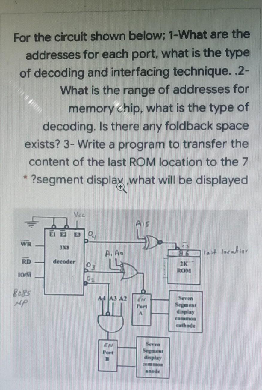 For the circuit shown below; 1-What are the addresses | Chegg.com